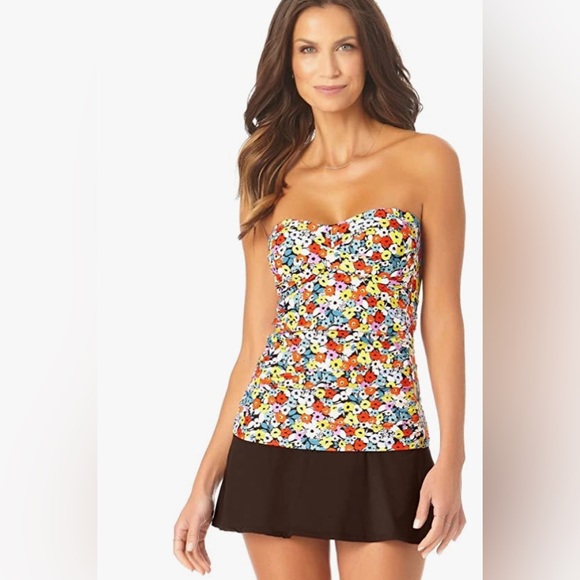 Anne Cole | Swim | Anne Cole Ditsy Floral Twist Strapless Tankini Top ...